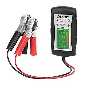 Jtron Automotive Battery Tester 12V-24V, Load Tester LED Digital Alternator Tester Analyzer Auto Motorcycle System Analyzer, 6 LED Diagnostic Tool Repair Tool Auto Battery Tester for All Batteries