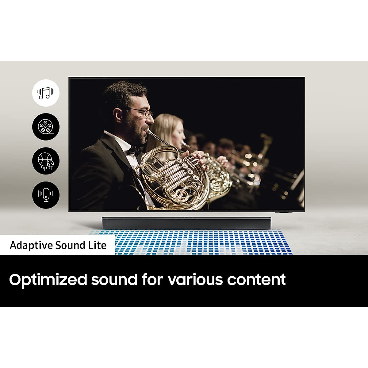 SAMSUNG HW-B450 2.1ch Soundbar w/Dolby Audio, Subwoofer Included, Bass Boosted, Wireless Bluetooth TV Connection, Adaptive Sound Lite, Game Mode, 2022 (Renewed)