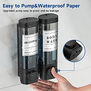 Shampoo and Conditioner Dispenser,Unisense Shower Soap Dispenser 2 Chamber No Drill Wall-Mounted Shampoo Dispenser for Shower Wall Mounted Shower Dispenser for Bathroom Hotel Large Capacity,Black