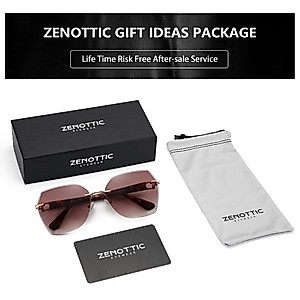 ZENOTTIC Oversized Rimless Sunglasses for Women Geometric Diamond Cutting Gradient Lens UV Protection Fashion Shades Trendy
