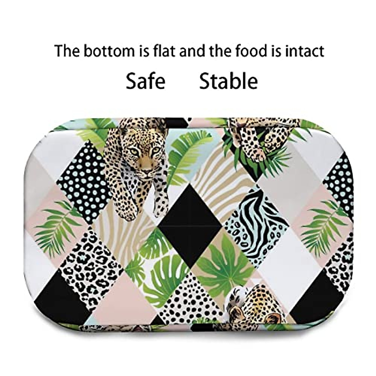 Tropical Palm Leaves and Exotic Leopard Printed Lunch Box Tote Bag with Handles and Shoulder Strap for Men Women Work Picnic