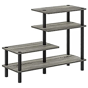 Furinno Turn-N-Tube 3-Tier Side Display Rack, French Oak Grey/Black