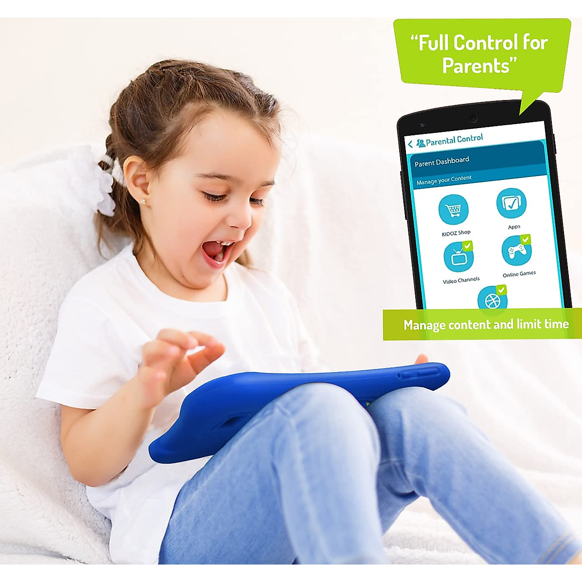 NOBKLEN Kids Tablet 7 Inch Tablet - 2GB RAM and 32GB Storage, 3000mAh Battery, Dual Cameras, and Parental Controls