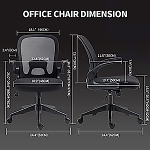 Darkecho Office Chair Ergonomic Desk Chair Mesh Computer Chair Modern Swivel Task Chair Comfy Executive Office Chair with Lumbar Support,Flip-up Armrests,Tilt Function and Foldable Backrest Black