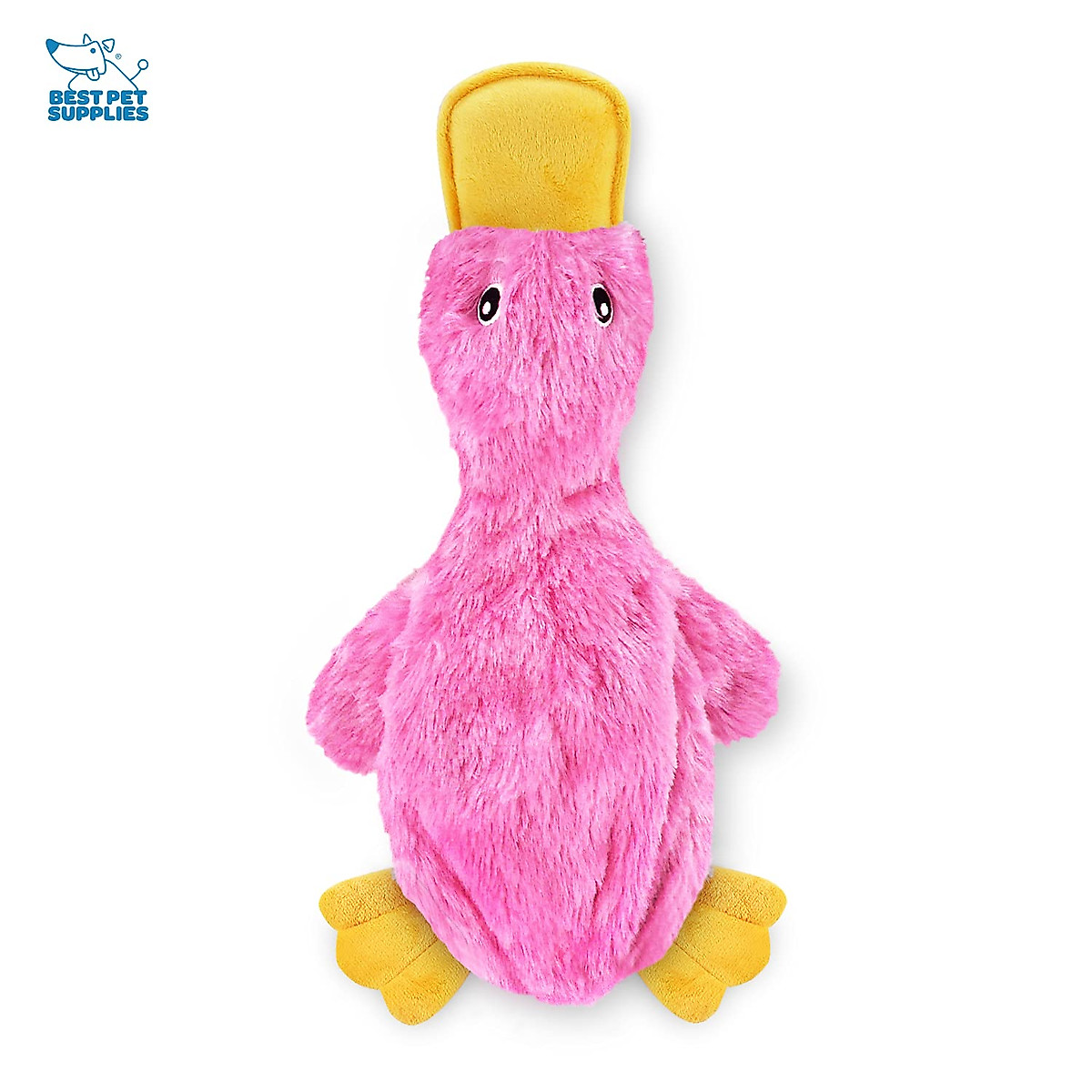 Best Pet Supplies Crinkle Dog Toy for Small, Medium, and Large Breeds, Cute No Stuffing Duck with Soft Squeaker, Fun for Indoor Puppies and Senior Pups, Plush No Mess Chew and Play - Light Pink