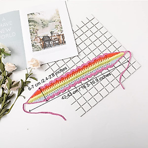 CHLINS Hairband, 3PCS Crochet Headband Women Floral Hairband - Elastic Handmade Crochet Head Wrap Bohemian knit Headband for Women and Girls(Rainbow, Beige, Dark Coffee)