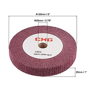 uxcell 150mm x 25mm 320 Grit Non-Woven Polishing Burnishing Wheel Nylon Wire Drawing Abrasive Flap Wheel for Stainless Steel Copper Red