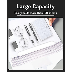 Forvencer Binder Pocket, 10 Pack Super Heavyweight Poly Binder Pocket with Hook and Loop Closure, Binder Folders Side Loading, 3 Ring Binder Pocket, Letter Size, Clear