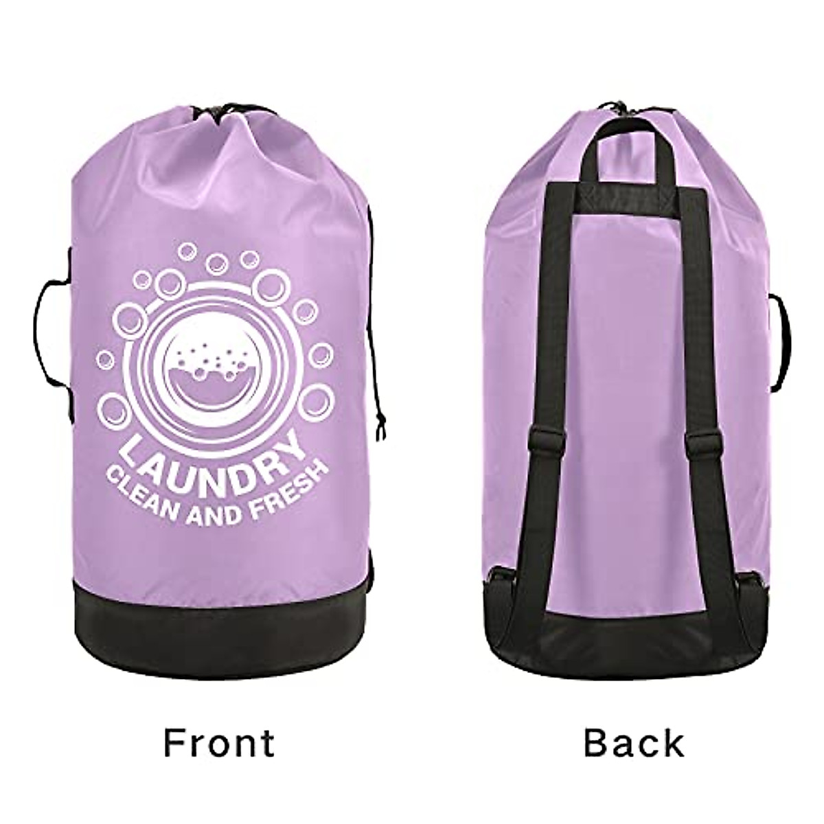 Purple Laundry Backpack Large Heavy Duty Laundry Bag with Shoulder Straps Waterproof Laundry Hamper Drawstring Closure Dirty Clothes Organizer for College Students Traveling Camp