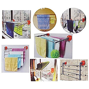 ToolUSA Drying Rack with Stainless Steel Poles and Suction Cup Installation