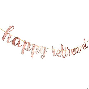 INNORU Glitter Happy Retirement Banner - for Farewell Party Bunting - Leaving Theme - Finally Retiring Party Bunting Decoration Rose Gold
