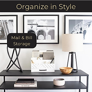 White Wood Desk Organizers and Storage with Drawer - Bill Mail Organizer and Mail Holder for Countertop and Kitchen - Desk Accessories & Workspace Organizers by Blu Monaco