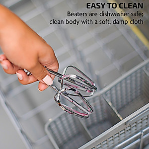 Ovente Portable 5 Speed Mixing Electric Hand Mixer with Stainless Steel Whisk Beater Attachments & Snap Storage Case, Compact Lightweight 150 Watt Powerful Blender for Baking & Cooking, White HM151W