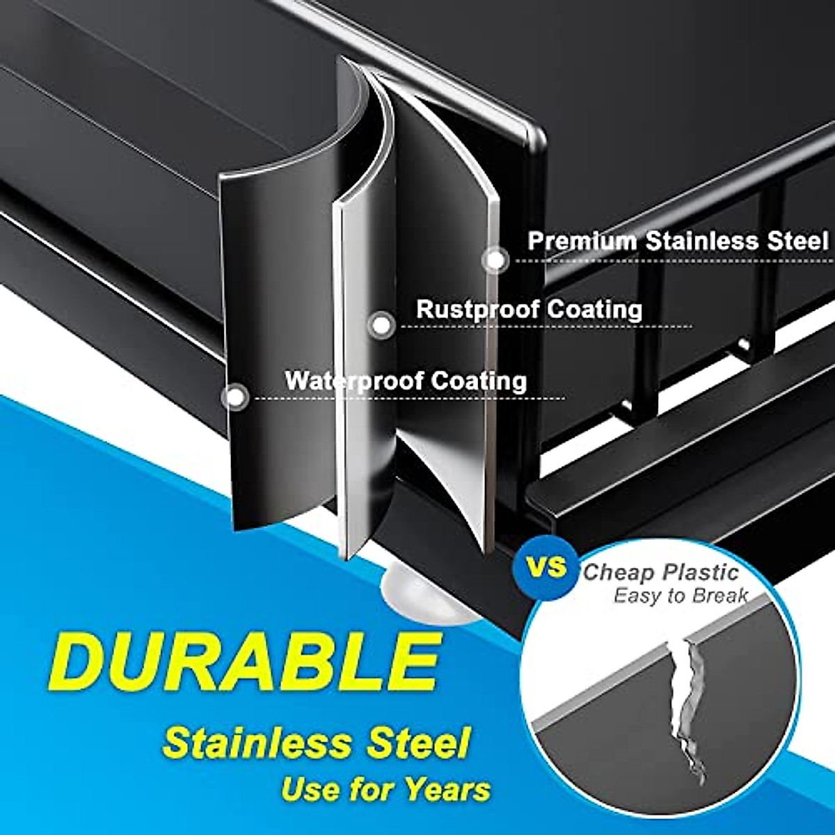 HFXBearArmor Sink Organizer, Pull Out Cabinet Organizer Slide Out Sliding Shelf Under Cabinet Storage Multi-Use for Under Kitchen Bathroom Sink Organizers and Storage