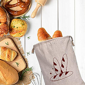4 Packs Linen Bread Bags for Homemade Bread, Unbleached, Reusable Bread Storage Bakery & Baguette