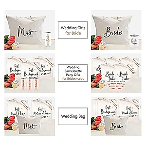 CARAKNOTS Bridesmaid Gifts Maid of Honor Bag Canvas Bridesmaid Bags Wedding Bridal Shower gifts Bachelorette Party Gifts for Bridesmaid Tote Bag with Pocket Cotton