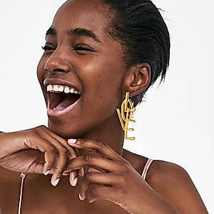 T-ztoss Simple Punk Love Letter Large Long Dangle Earrings Fashion English Alphabet Love Heart Shape Dangle Stud Earrings Statement Jewelry Gift for Women(Gold)