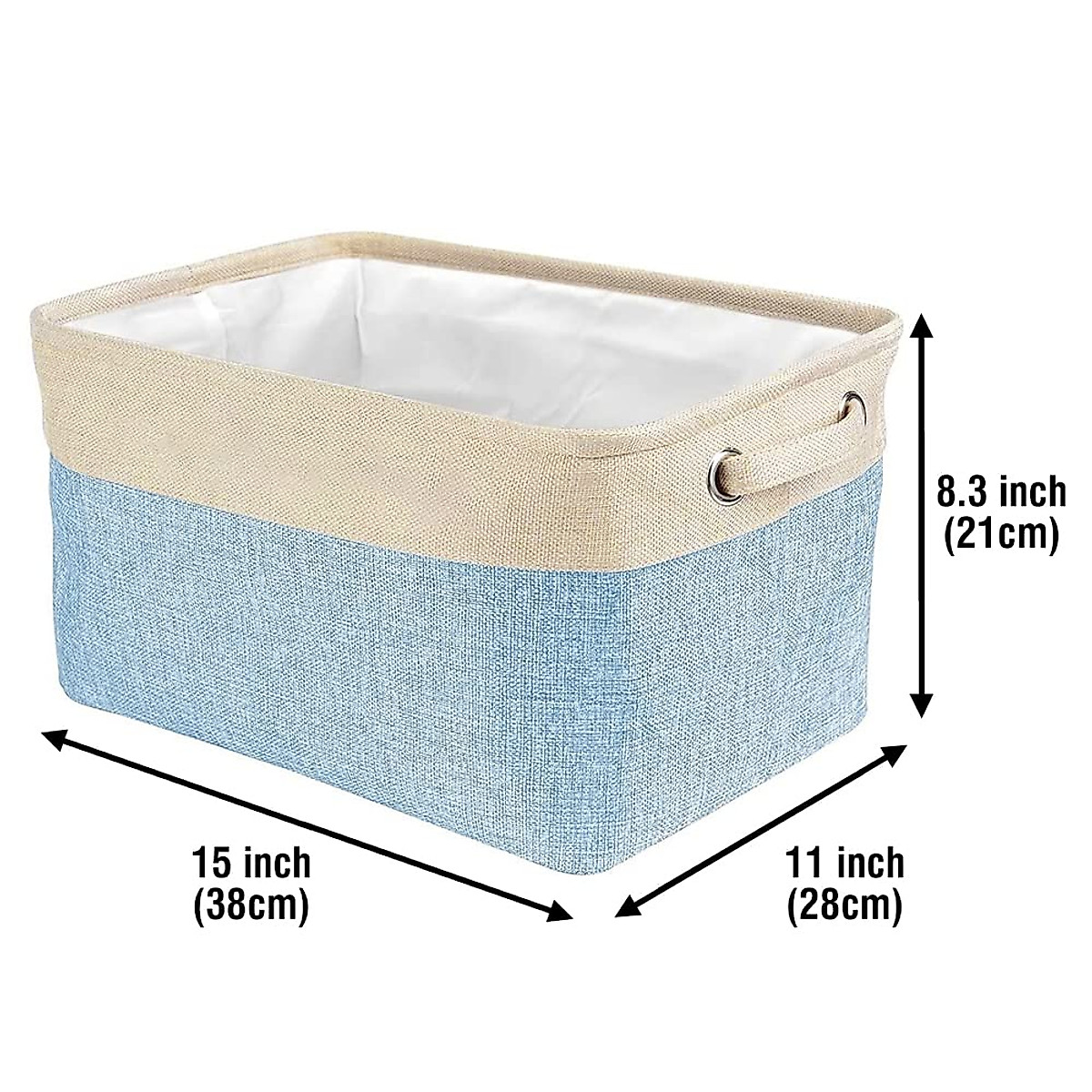 MALIHONG Custom Foldable Storage Basket with Lovely Dog Dachshund Collapsible Sturdy Fabric Bone Pet Toys Storage Bin Cube with Handles for Organizing Shelf Home Closet, Blue and White