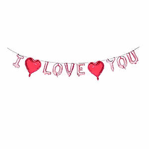 GUFEEL Valentine's day balloon decoration,I LOVE YOU Balloons decoration，Valentine's day balloon party decoration, Valentine's day heart balloon supplies