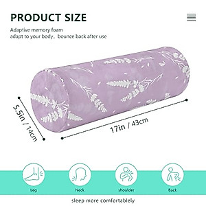 xigua Lavender Flower Purple Neck Roll Pillow for Neck Relief with Removable Washable Cover - Memory Foam Round Cylinder Bolster, Ergonomically Designed for Head, Neck, Back, and Legs