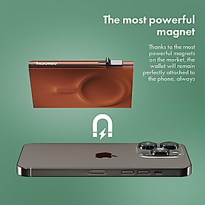 PAGONGO Magsafe Wallet, Mag Safe Wallet Magnetic Minimalist, Pop Up Credit Card Holder with Leather Front Pocket, Apple Wallet Magsafe, Iphone Wallet, Magnetic Wallet Iphone, Brown