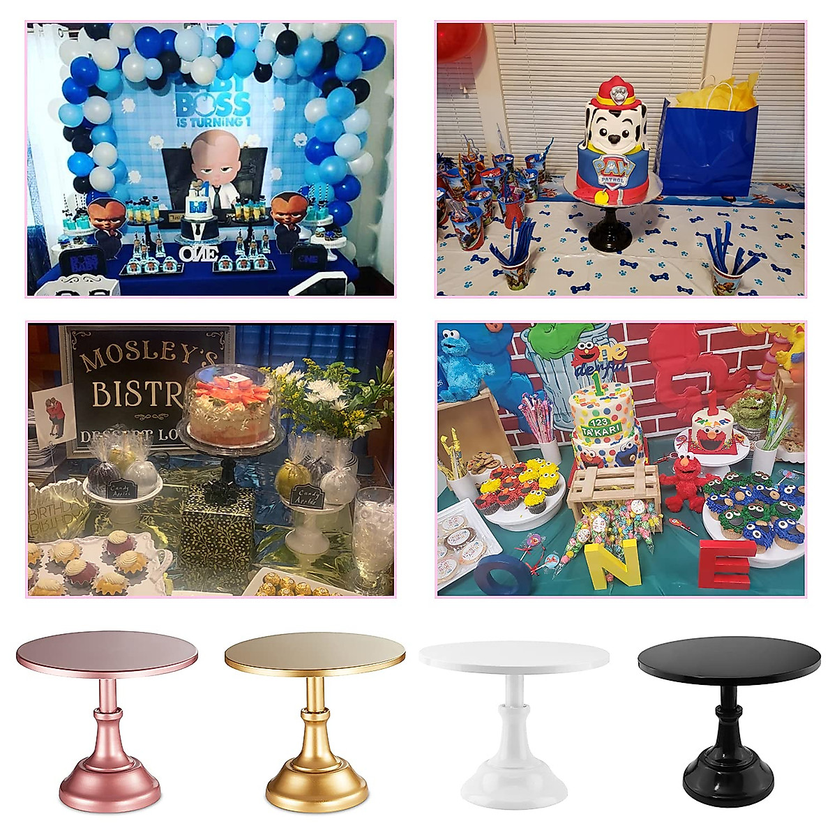 MENGCORE Grand baker cake stand 10 inch wedding cake tools adjustable height fondant cake display accessory for party bakeware (Black)