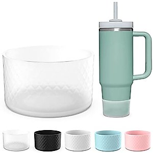 Silicone Boot for Stanley 40oz Quencher Adventure & Stanley IceFlow 30oz 20oz, Protective Anti-Slip Flex Boot with Netlike Texture and Air Outlet (Clear)