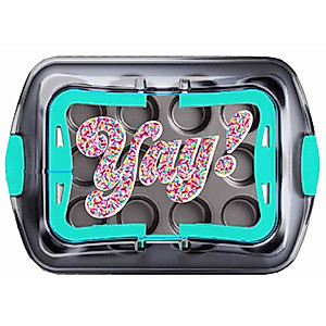 Chicago Mettalic Chicago Metallic 12 Cup Muffin Pan with Carry Lid, YAY Sprinkles Pattern