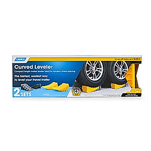 Camco Rv Curved Leveler With Chock - 2 Pack - Easy Drive-On Leveler Adds Up To 4" In Height (44425)