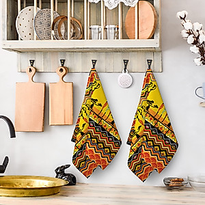 Cukemip Ethnic African American Women Dancers Kitchen Dish Towels Set of 2, Ultra Soft Absorbent Hand Drying Baking Cooking Cloth Spring Summer Holiday Home Decor 16x24 Inch