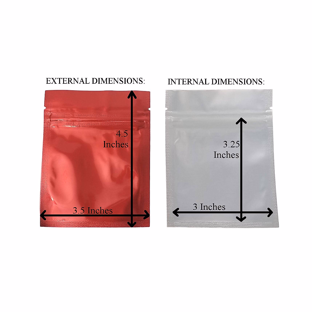 Clear Front Resealable Red Mylar Bags - 5 Mil - 3.5" x 4.5" Zip Seal Heat Sealable Odor Proof Pouch for Herbs Food Vitamins Gummies Snacks Storage Container (100 or 3000) (100)