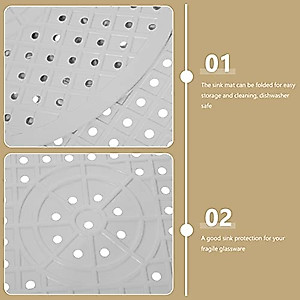 UPKOCH Round Sink Mat 2pcs Rubber Sink Protectors Kitchen Sink Mat Sink Dish Rack Dish Drying Mats Protect Sink from Stains Damage Scratches White Center Drain Sink Mat