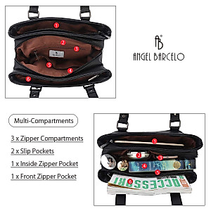 Angel Barcelo Womens Fashion Handbags Tote Bag Cross Body Shoulder Bag Top Handle Satchel Purse (RED/WHITE)