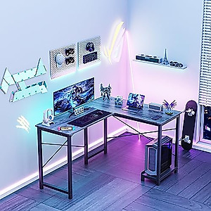 L Shaped Desk,Computer Corner Desk,PC Gaming Desk Table with Side Storage Bag, Sturdy Desk for Home Office Writing Workstation