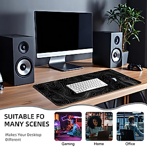 BZU Topographic Contour Extended Big Mouse Pad Large,XL Gaming Mouse Pad Desk Pad,31.5x11.8inch Long Computer Keyboard Mouse Mat Mousepad with 3mm Non-Slip Base and Stitched Edge for Home Office Work