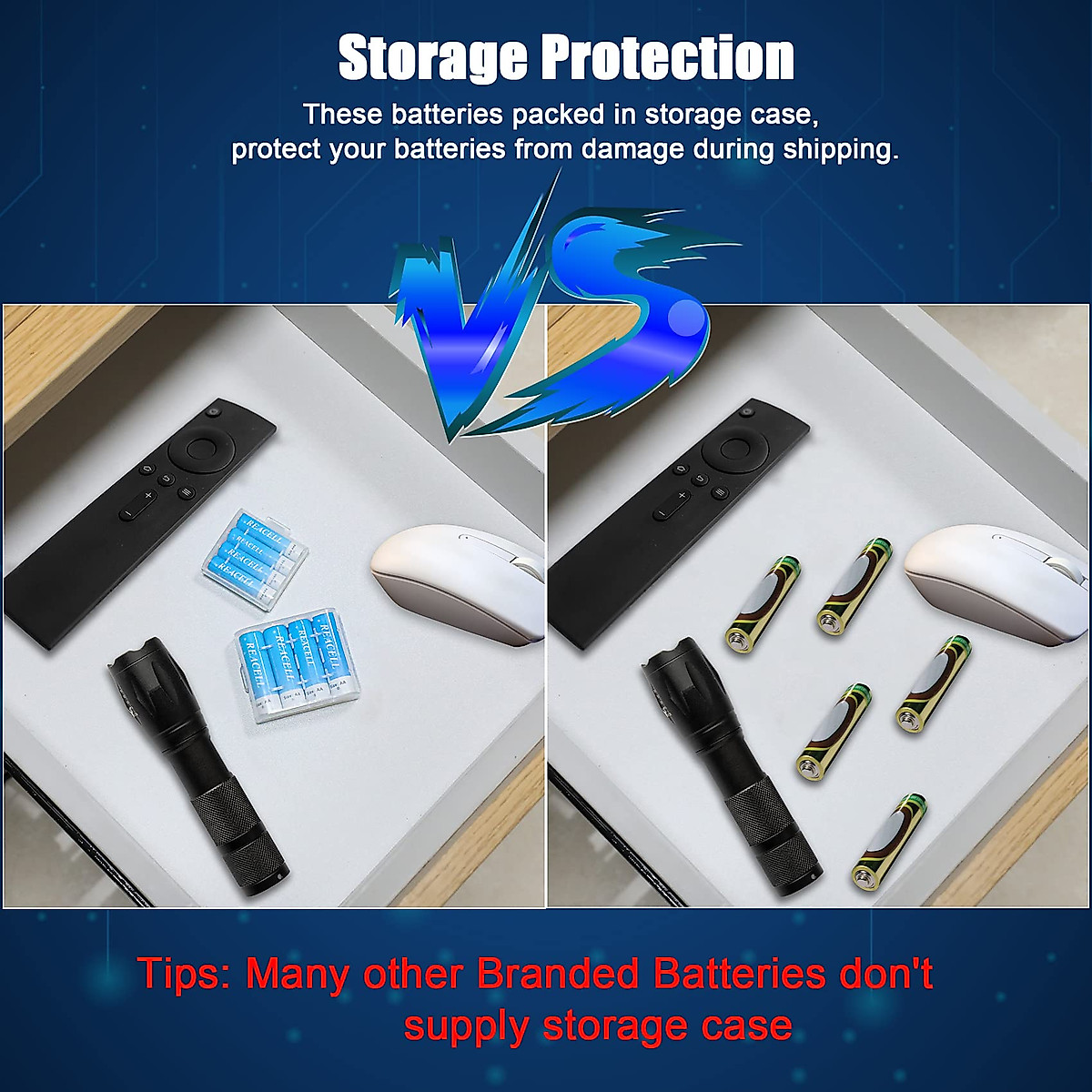 REACELL 16 Counts 2800mAh AA Rechargeable Batteries, High Capacity NiMh AA Battery, 1.2V AA Batteries with Battery Box