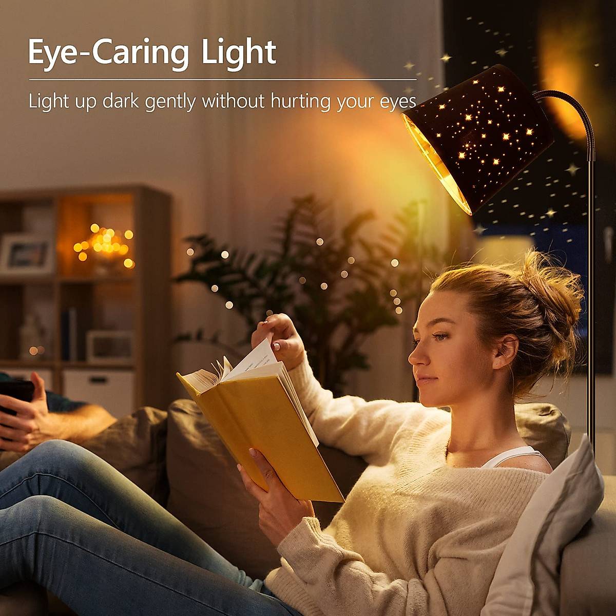 AUQUEE LED Floor Lamp, Standing Lamp for Living Room with Linen Lamp Shade,Adjustable Gooseneck Modern Reading Light,Floor Lamps for Bedroom,Office,Farmhouse,6W LED Bulb Included