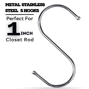 WHITECLOUDZ 30 Pack S Hooks for Hanging Plants, Stainless Steel S Hooks Heavy Duty for Hanging Clothes, Durable Large S Shaped Closet Hooks for Kitchen