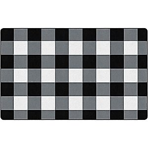 Flagship Carpets Schoolgirl Style Industrial Chic Black & White Buffalo Check Classroom Area Rug for Indoor Classroom Learning or Kid Bedroom Educational Play Mat, 7'6" x 12'