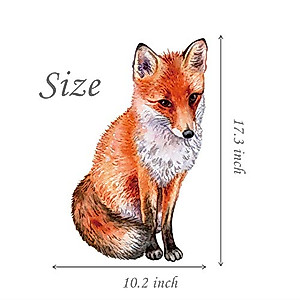 ROFARSO Lifelike Lovely Cute Red Fox Animal Vinyl Wall Stickers Removable Wall Decals Art Decorations Decor for Nursery Baby Bedroom Playroom Living Room Murals