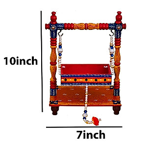 Janmashtami Jhula - Handmade Decorative Jhula - Wooden Jhula for bal Gopal Kanha Ji (Size 0 to 1)