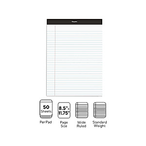 Tru Red 163865 Notepads 8.5-Inch X 11.75-Inch Wide White 50 Sh/Pad 12 Pads/Pk