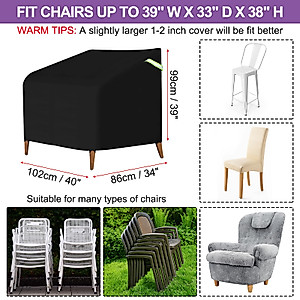PATIKIL Outdoor Chair Covers Waterproof, 2 Pack 40"W x 34"D x 39"H Large Patio Furniture Cover 600D Oxford Lawn Lounge Chair Protection with Luminous Handle for Yard Garden, Black