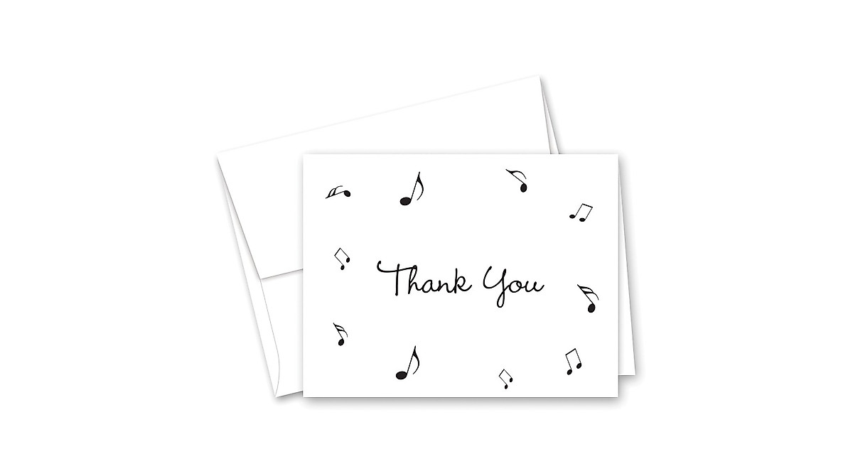 50 Music Notes Thank You Cards - Express Your Gratitude