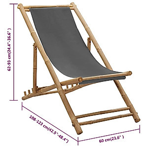 BUKSCYJS Garden Chairs, Patio Chairs, Deck Chair, Robust and Durable Suitable for Patio, Deck, Front Porch, Garden Bamboo and Canvas Dark Gray