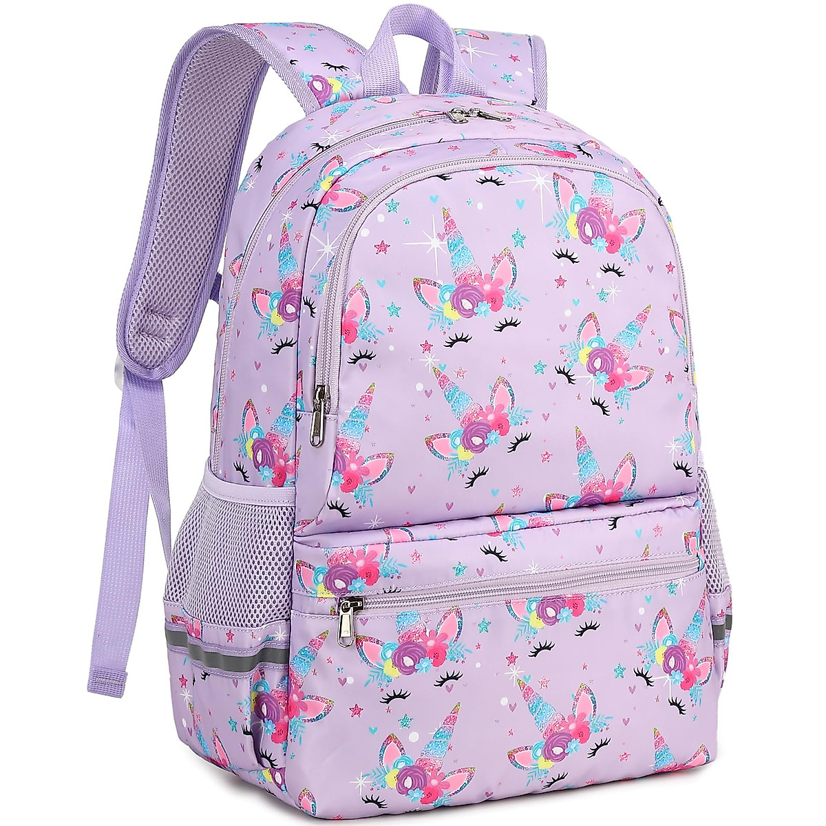 JIANYA Backpack for Girls Kids School Backpack Lunbox Combo Teen Girl Unicorn Bookbag School Bag, Purple