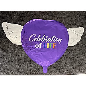 Celebration of LIFE Heavenly Balloons heart shaped with angel wings (Purple)