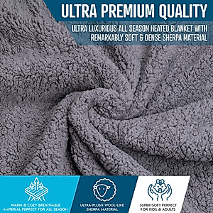 Zone Tech Sherpa Fleece Travel Blanket Grey Cozy Soft Plush Warm Fuzzy Automotive Comfortable Car Seat 59" x 43” Blanket -Great for Winter, Home, Office and Camping