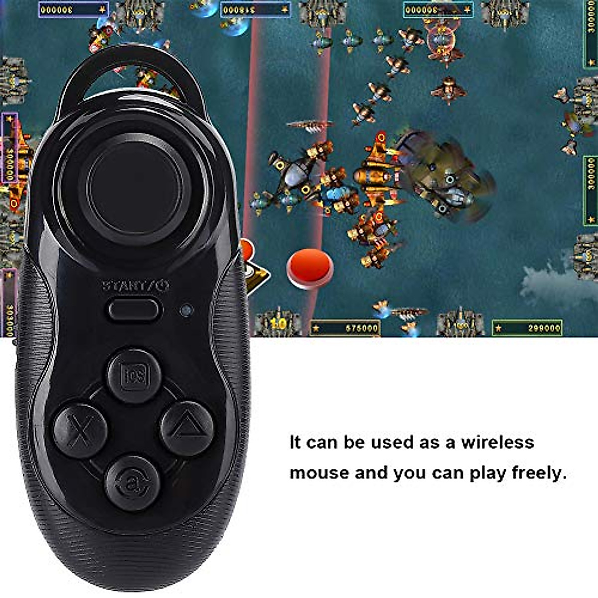 Mini VR Remote Controller, Wireless Bluetooth Gamepad, Mobile Phone Selfie Camera Shutter, Flip E Book/PPT/Nook Page, for VR Headset, Phone, TV Box, etc (Black)