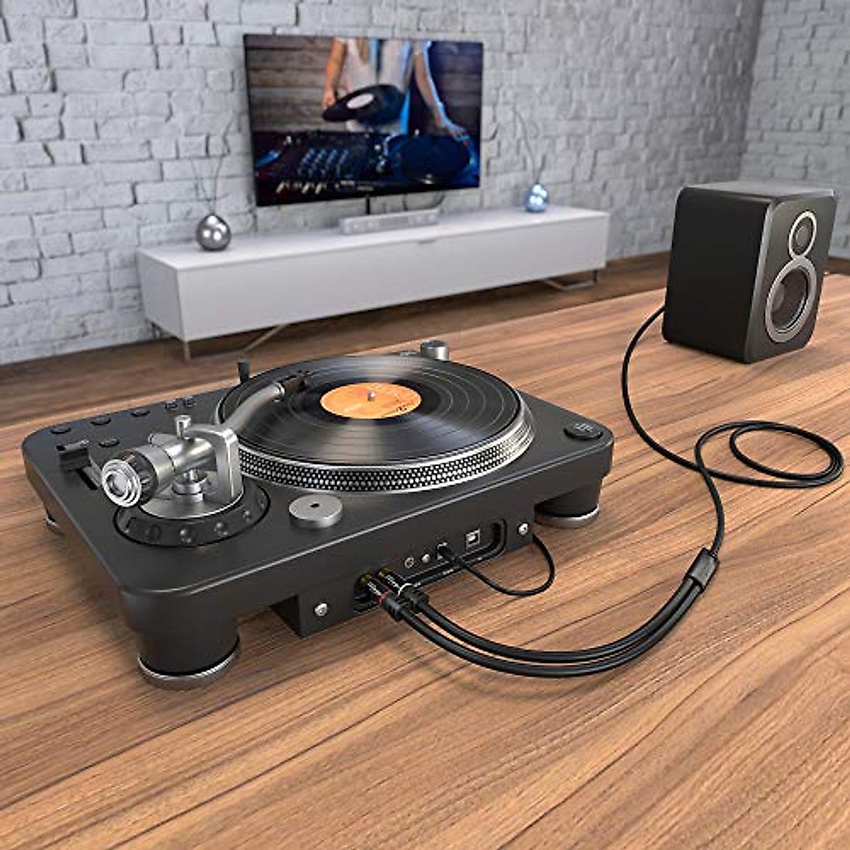 KabelDirekt – 15ft Long – Aux/3.5mm to RCA/Phono Male Adapter Cable, 2× RCA/Phono Plugs (Y Splitter Audio Cable, Connects Smartphones/notebooks and Other Equipment to Hi-Fi Systems/Speakers, Black)